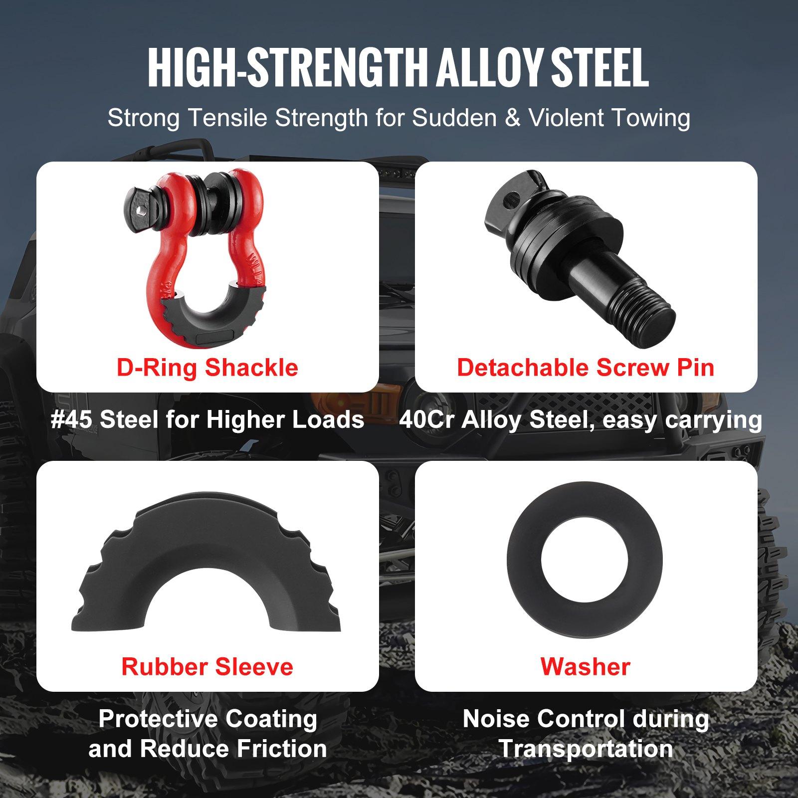 VEVOR 3/4" D-Ring Shackle, 2 Pack Alloy Steel Shackles 62832 lbs (28.5 ...