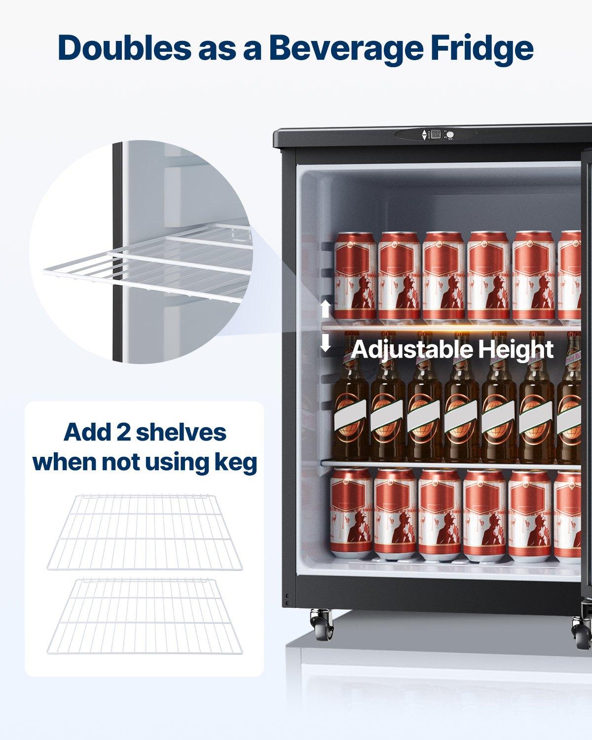 VEVOR Beer Kegerator, Dual Tap Draft Beer Dispenser, Full Size Keg ...