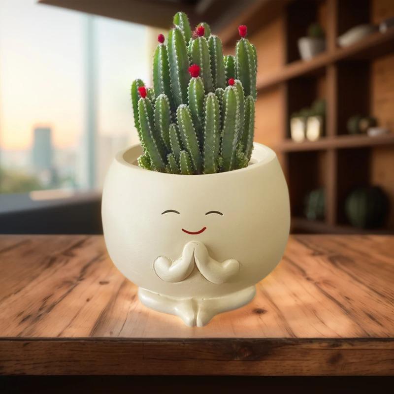 Smile Face Planter with Drainage Hole Smile Face Flower Container Cute ...