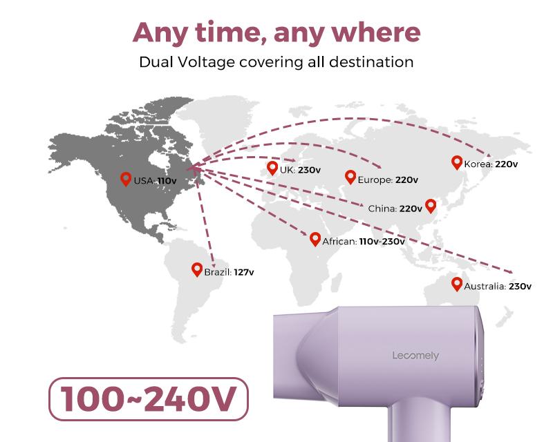 【New Arrival Deal】High Speed Travel Hair Dryer with Dual Voltage (100 ...