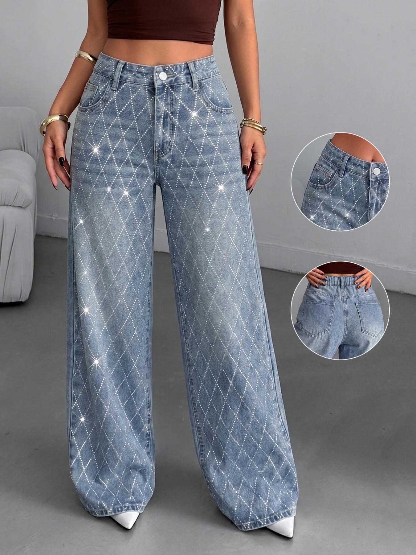 High-Waisted Loose Fit Jeans for Women, Vintage Chic Slimming Wide Leg ...