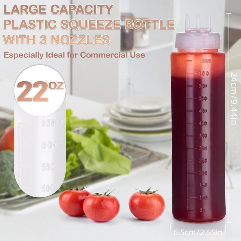 3pcs 3-hole condiment squeeze bottles, 650/22oz Bpa Free Plastic ...