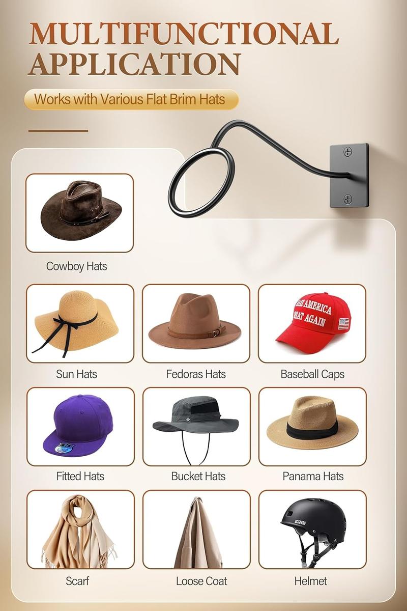 Cowboy Hat Wall Rack Set, 6-Piece Cowboy Hat Holder, Western Country ...