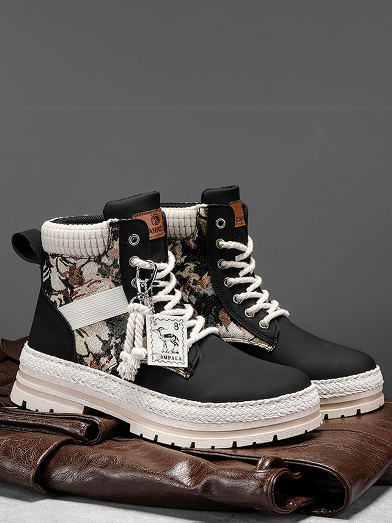 Men's Woven Sole Motorcycle Work Boots - Sporty Style - TikTok Shop