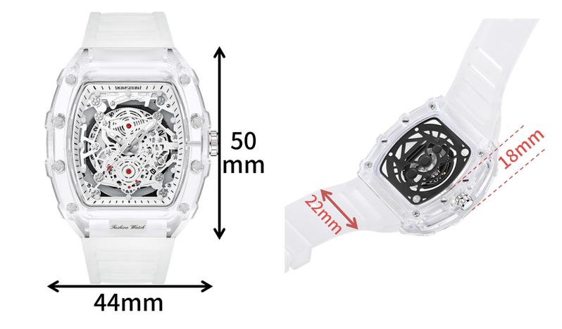 Men's Luxury Barrel-shaped Transparent Waterproof Quartz Watch for ...