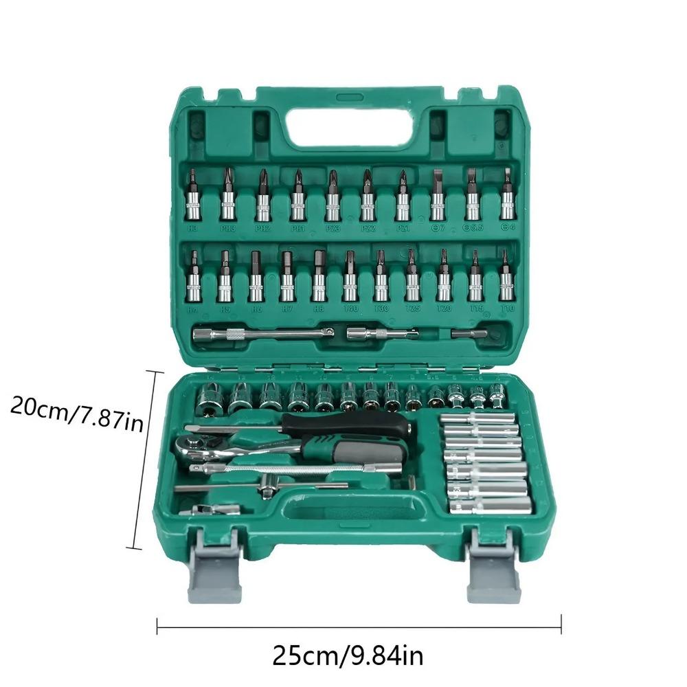 53-in-1 Professional Socket Set: 1/4" Drive High Torque Ratchet, CR-V ...