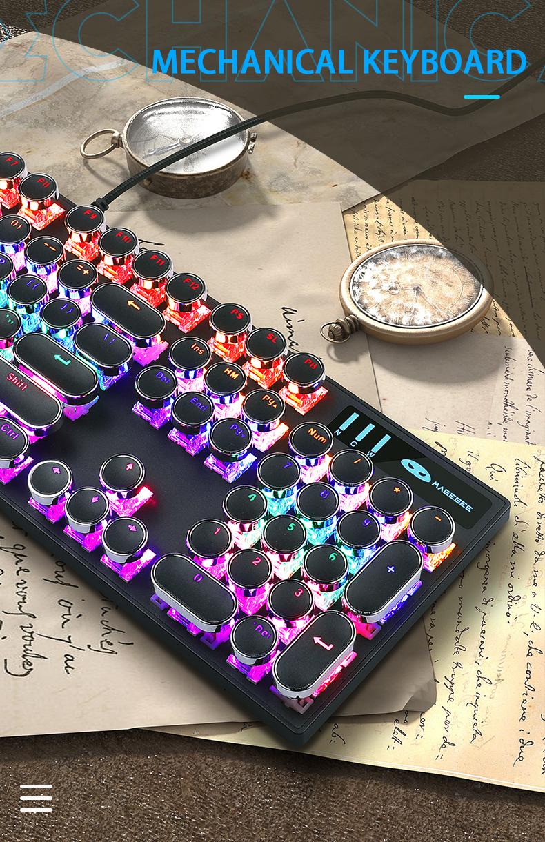 MageGee MK-Storm Typewriter Mechanical Gaming Keyboard, Retro Punk ...