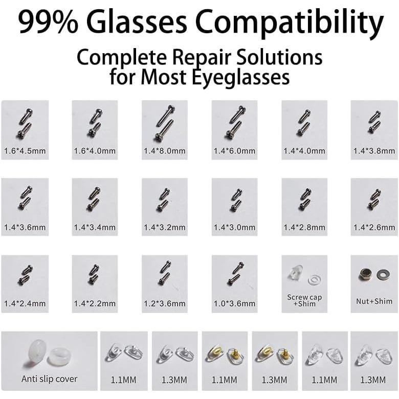 37 count Glasses Repair Kit for Eyeglasses Sunglasses, Small Screws ...