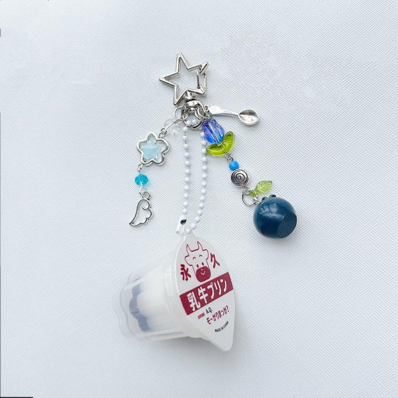 Japanese Pudding Keychain, Pink Yellow Egg Flan Charm, Y2K Heisei Retro ...