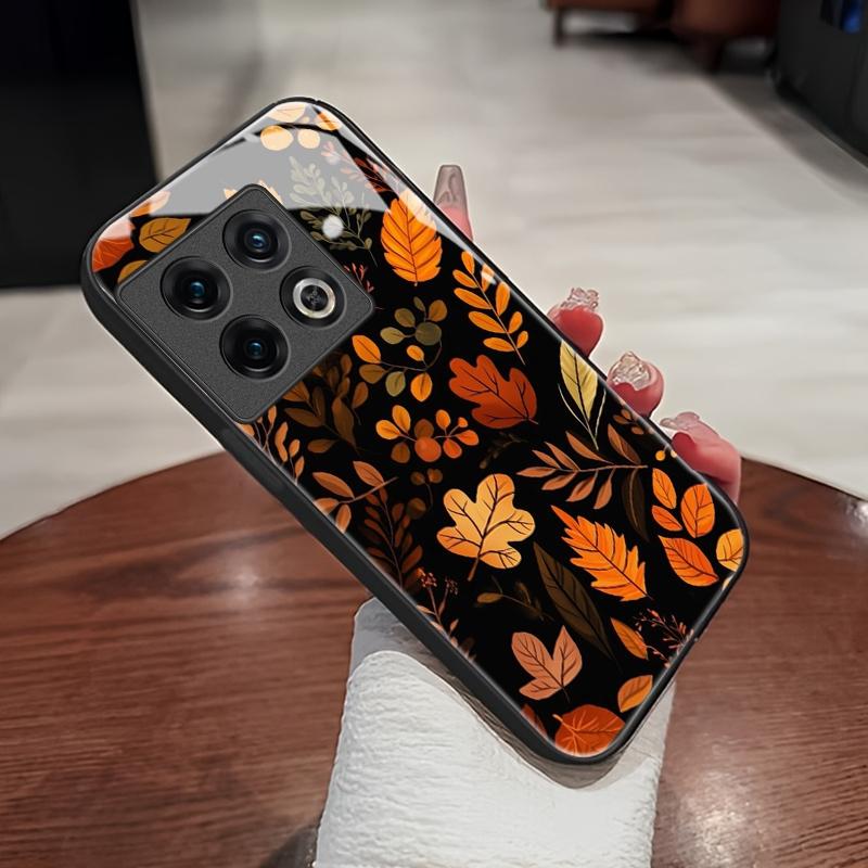 Autumn leaf symphony pattern Black Frame Glass Phone Case suitable for ...