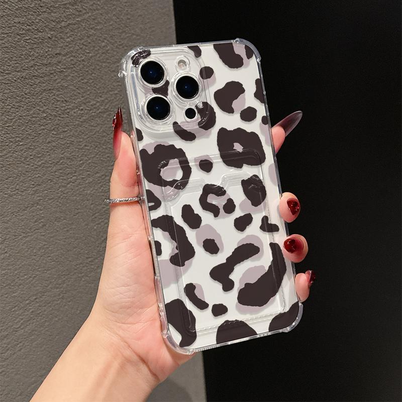 1 piece, leopard print design, minimalist and stylish transparent card ...