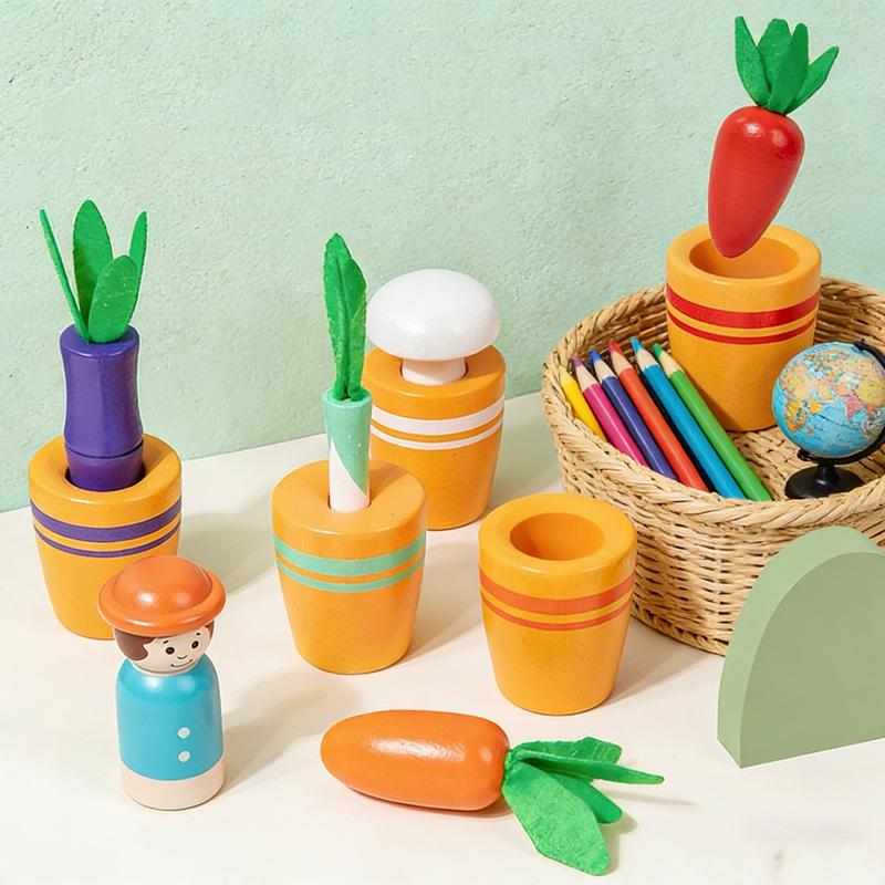 Wooden Flower Pot Matching Game Set, Interactive Planting Simulation ...