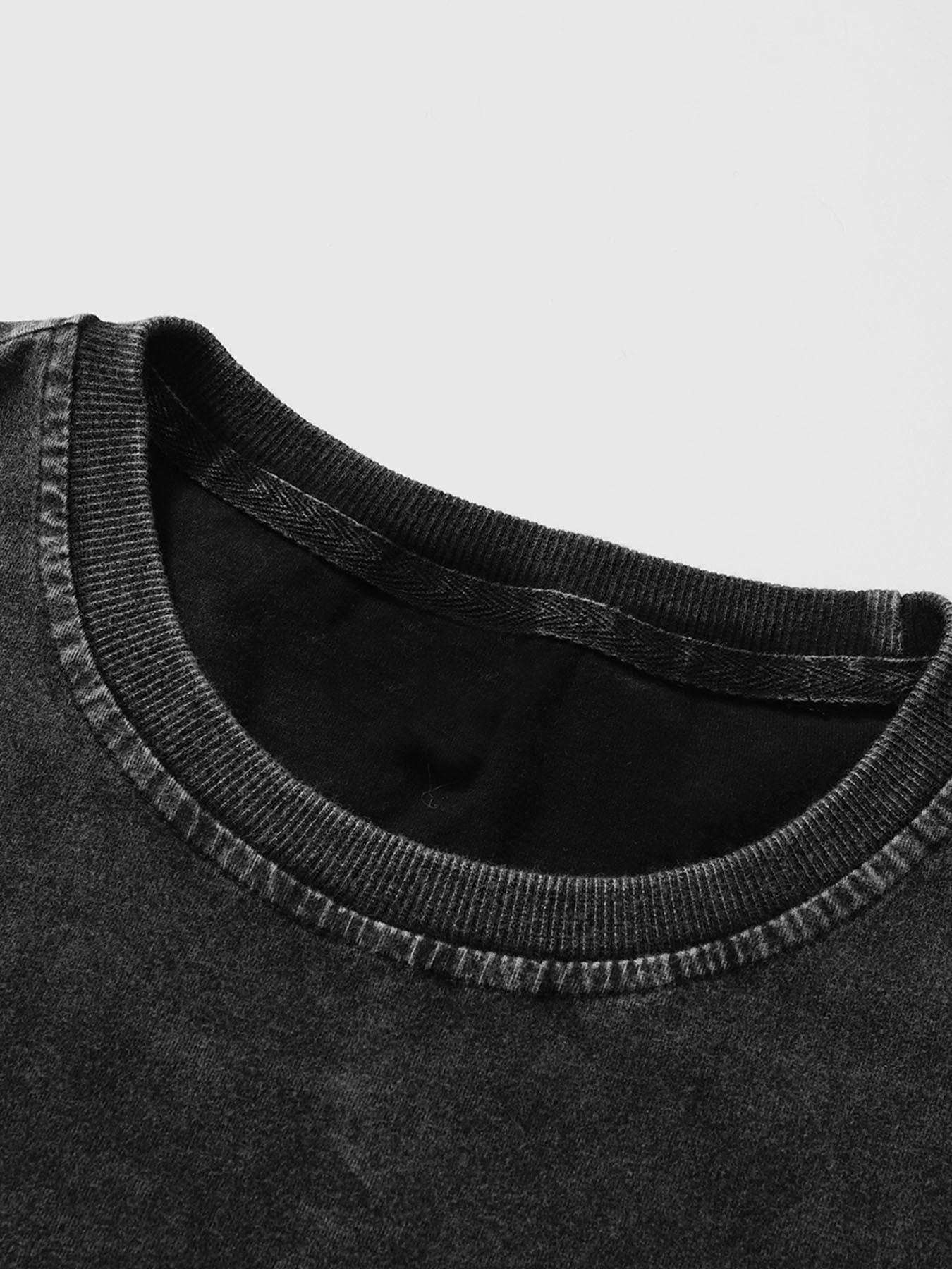 Men's Vintage Washed Black Crew Neck Short T-Shirt, Walk By Faith Bible ...