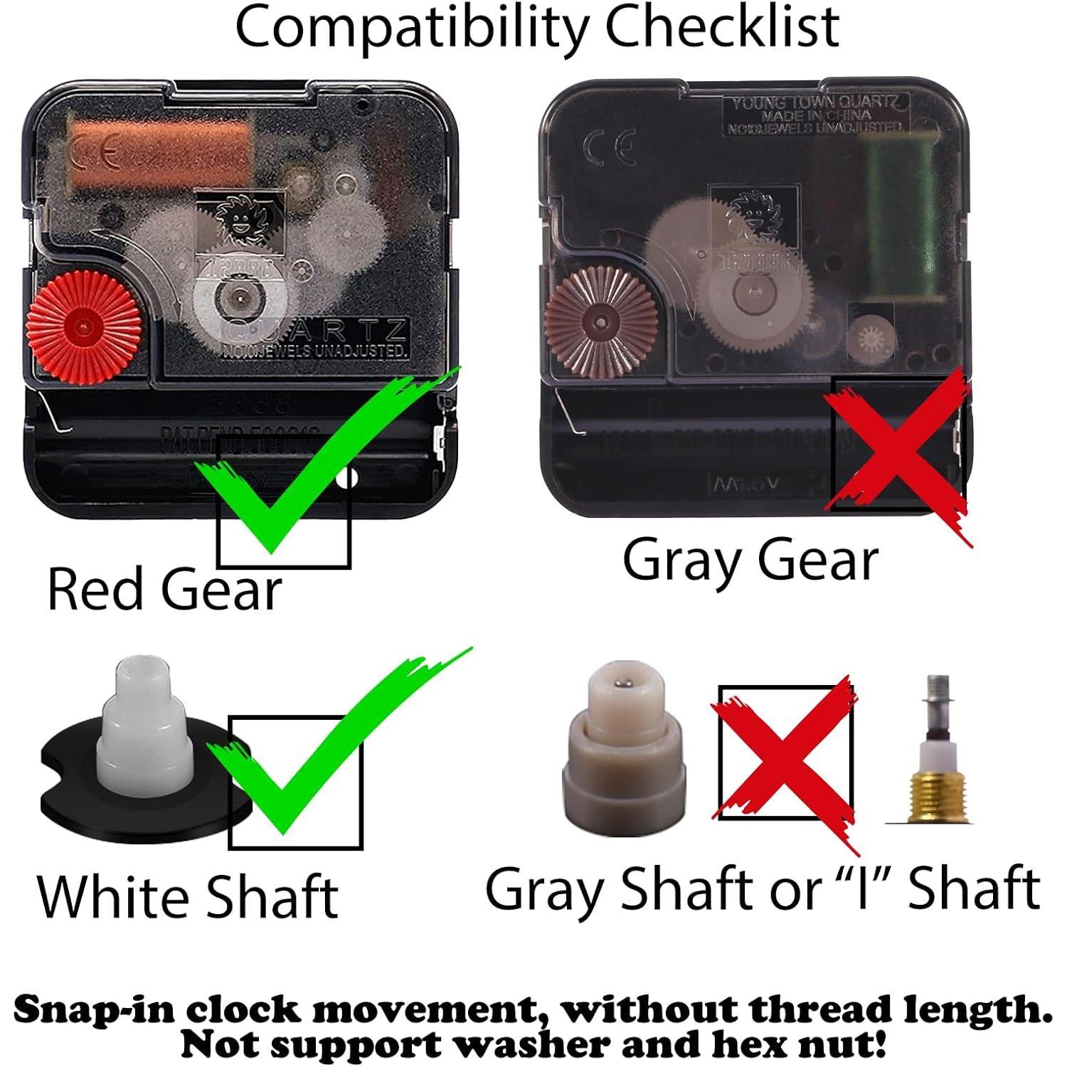 12888 Silent Sweep Clock Movement Replacement - Snap-in Type Quartz ...