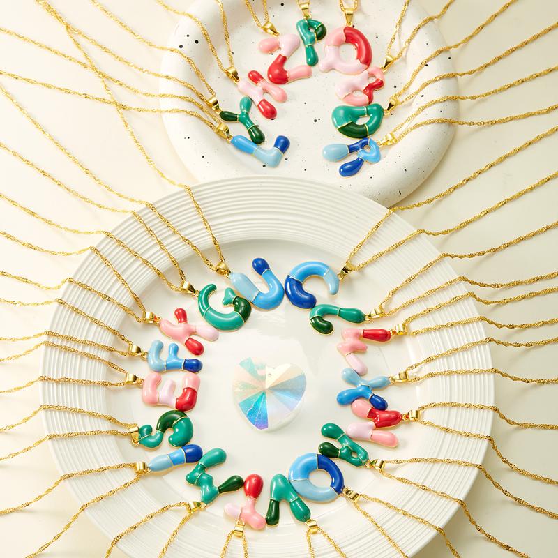 Bubble Dopamine Color 26 English Letter Necklace Men and Women ...