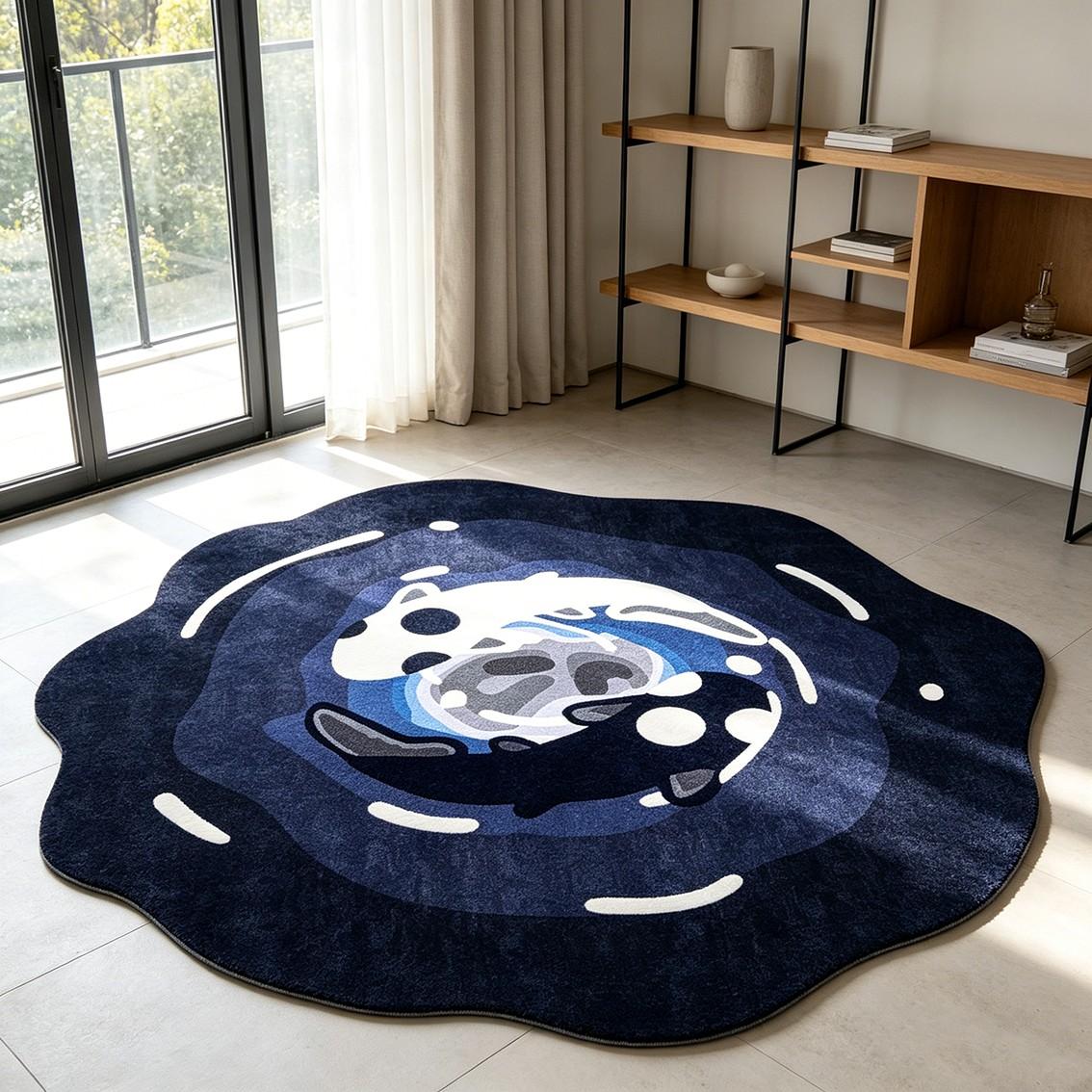 Gradient Blue Koi Vortex Carpet, Soft Anti-Slip Flocked Material ...