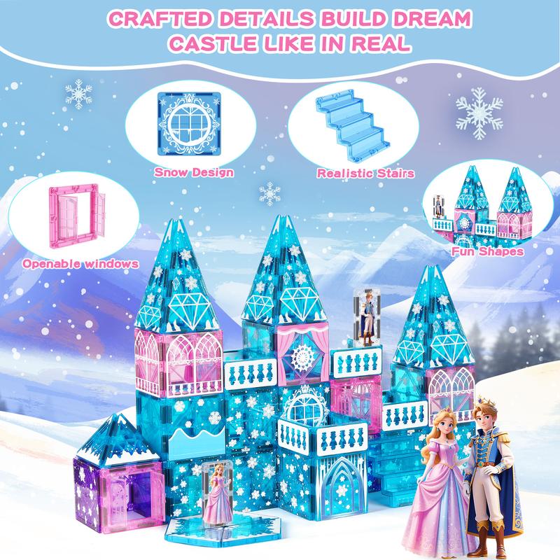 Christmas Winter Castle Magnetic Building Toy Set, Princess Prince ...