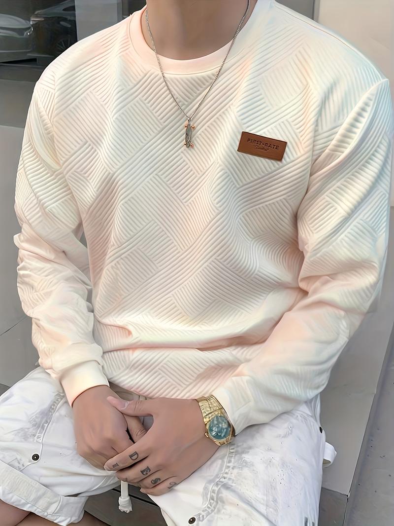 Men's Fashion Casual Sweatshirt - Soft Polyester Fiber, Round Neck ...