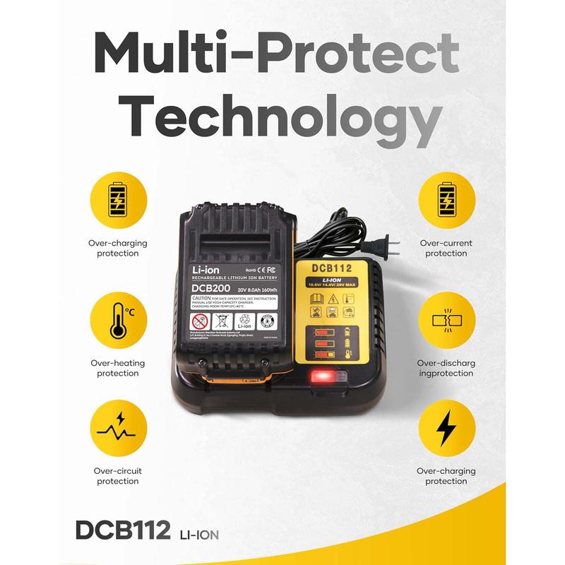 DCB112 Charger Repalcement For Dewalt 12v/20v Battery DCB200 DCB203 ...