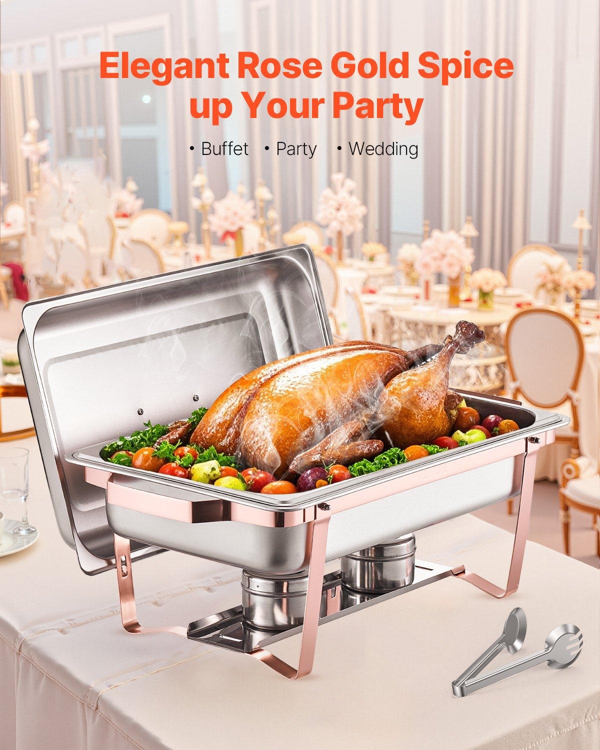 VEVOR Chafing Dish Buffet Set, 8 Qt 2 Pack, Stainless Steel Chafer with ...