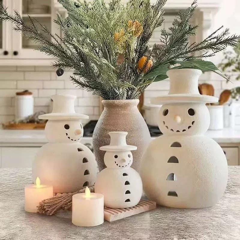 Christmas Terracotta Snowman Vintage Color Resin Figure, Resin Ornament ...