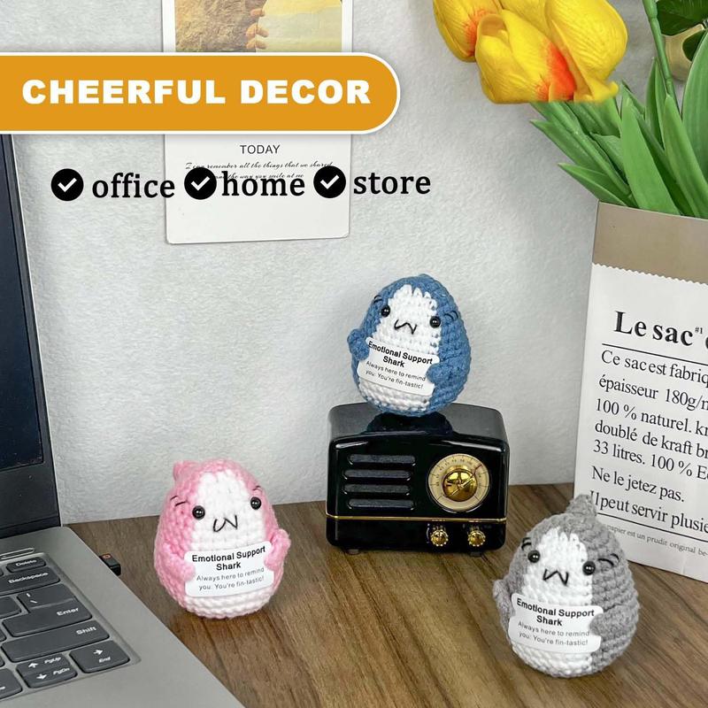 Cute Shark Shaped Emotional Support Plush Toy, 1 Count Creative Crochet ...