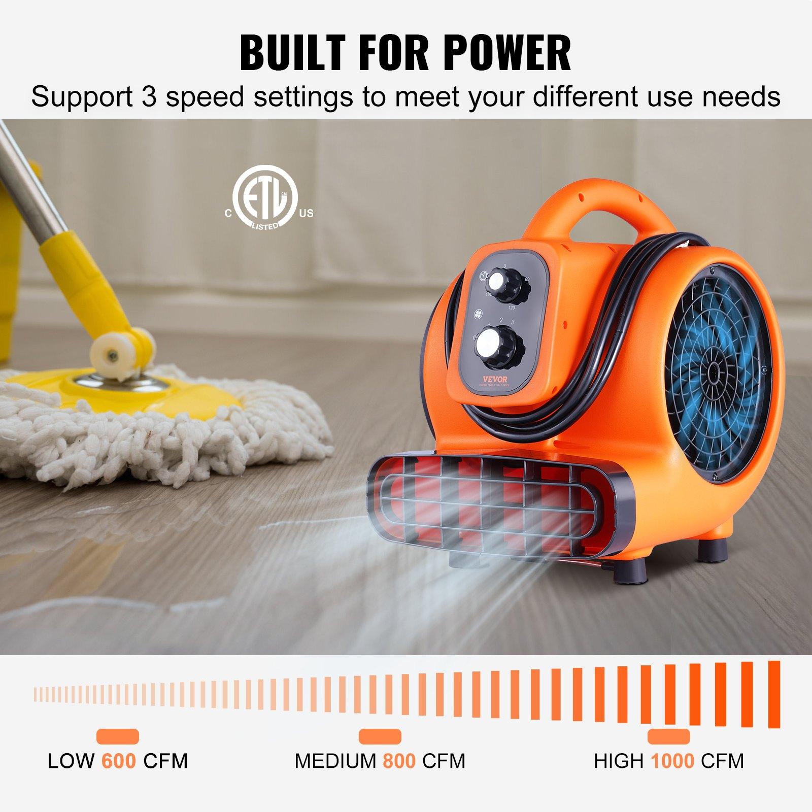 fathersdaygift VEVOR Floor Blower, 1/4 HP, 1000 CFM Air Mover for ...