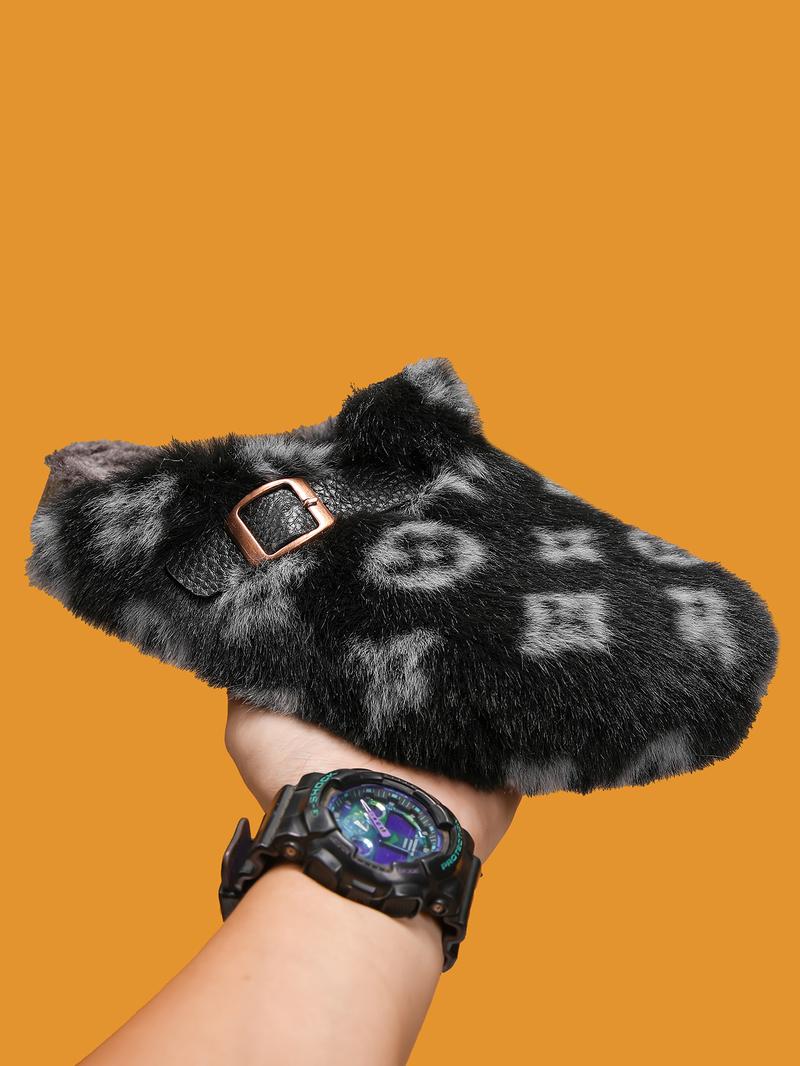 Winter Faux Fur Slippers for Women, Cozy Warm Non-Slip Outdoor Footwear ...