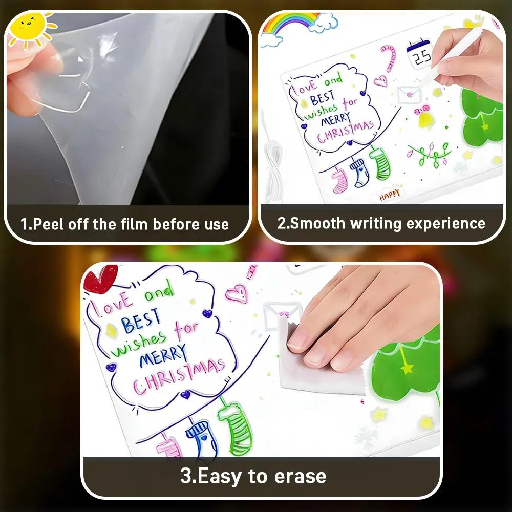 LED Message Board Acrylic Dry Erase Light-Up Board with Stand Markers ...