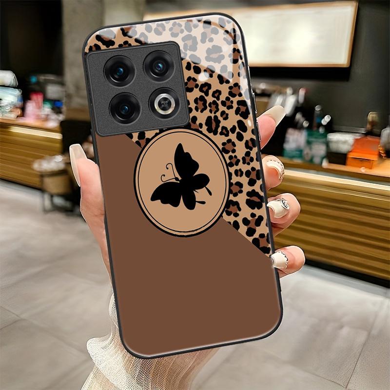 Leopard - Butterfly Blend pattern Black Frame Glass Phone Case suitable ...
