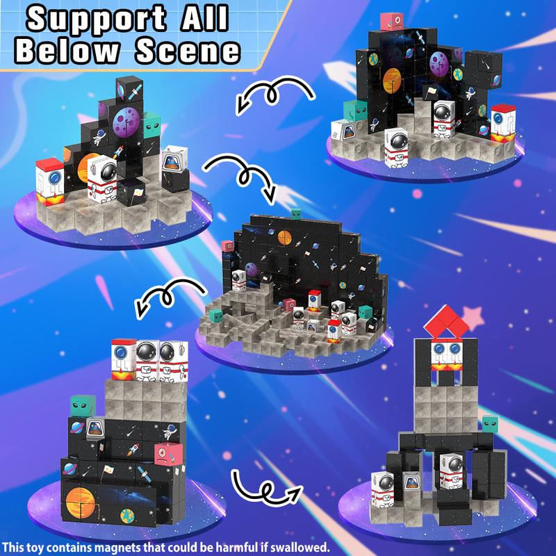 100PCS Magnetic Construction Set Magnetic Building Blocks Space Rocket ...