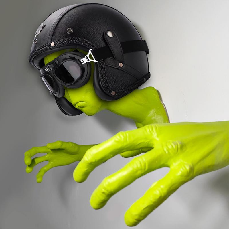 3D Green Alien Head & Hand Design Wall Mounted Decor, Mystery Horror ...