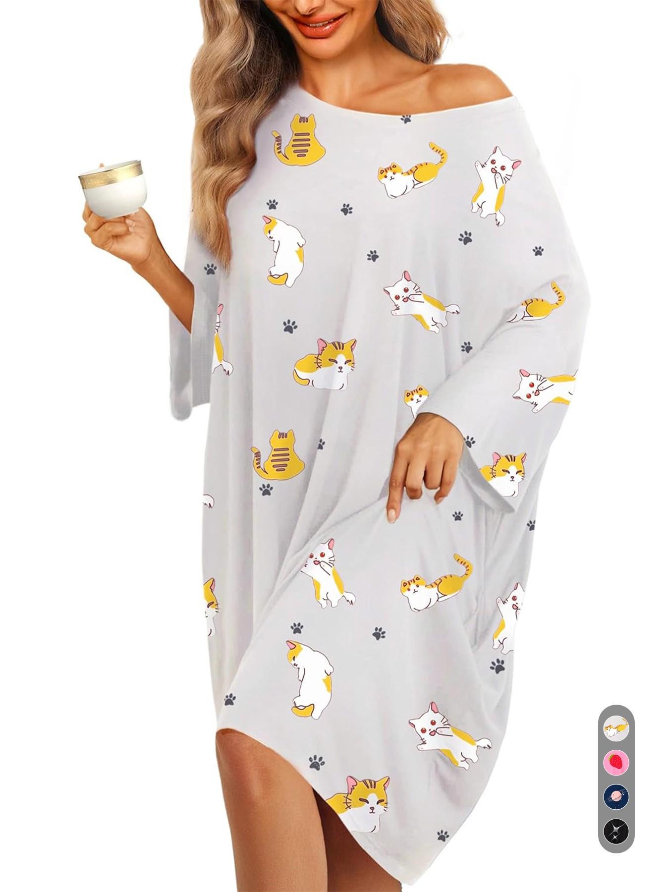 Plus Size Nightgowns for Women, Oversized Sleep Tshirts Dress, Long ...