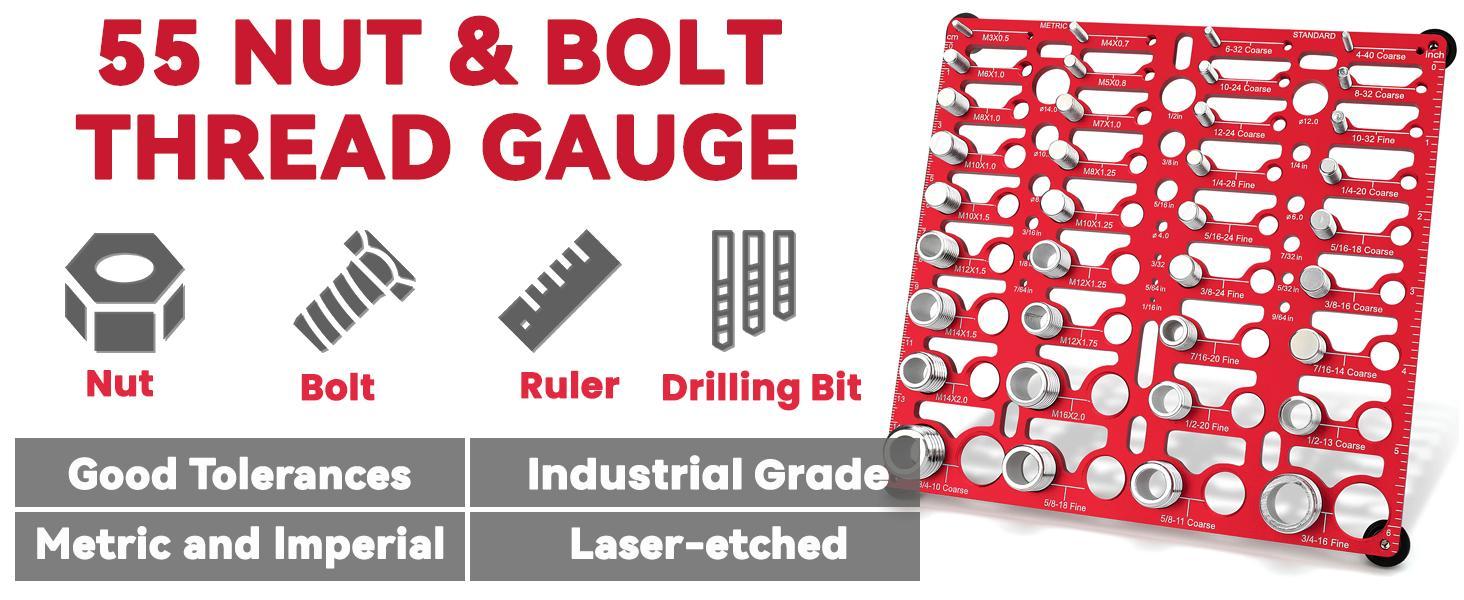 GJANSH 55 Thread Checker - Nut and Bolt Thread Checker Standard and ...