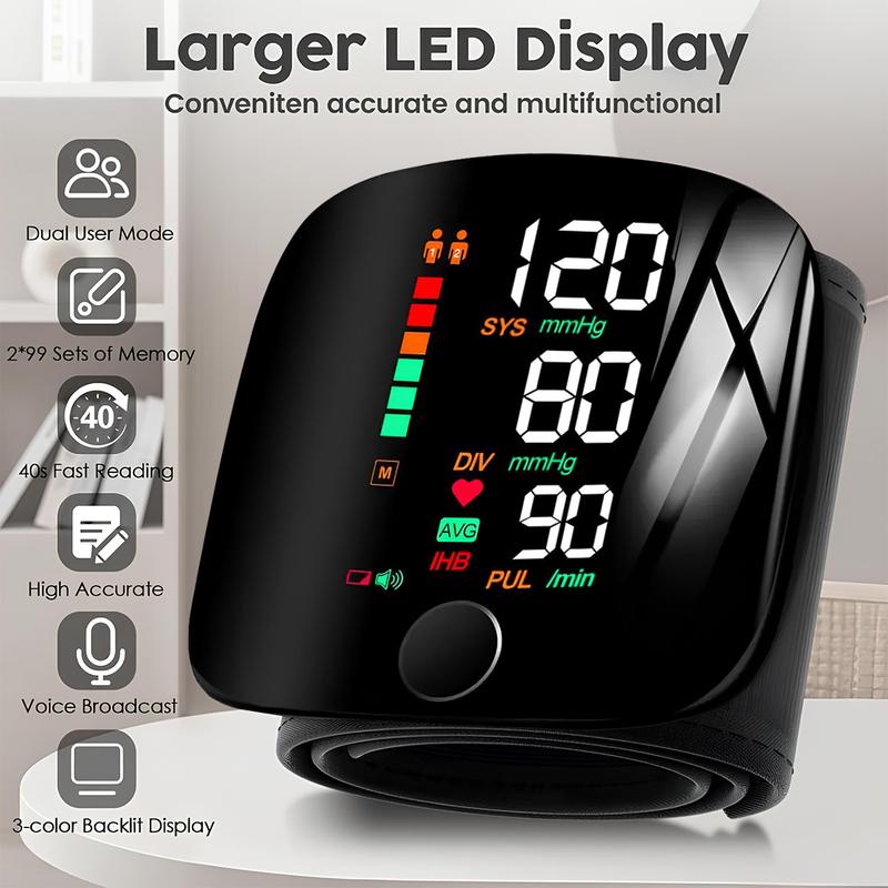 Rechargeable Wrist Blood Pressure Monitor for Home Use - LED Display ...