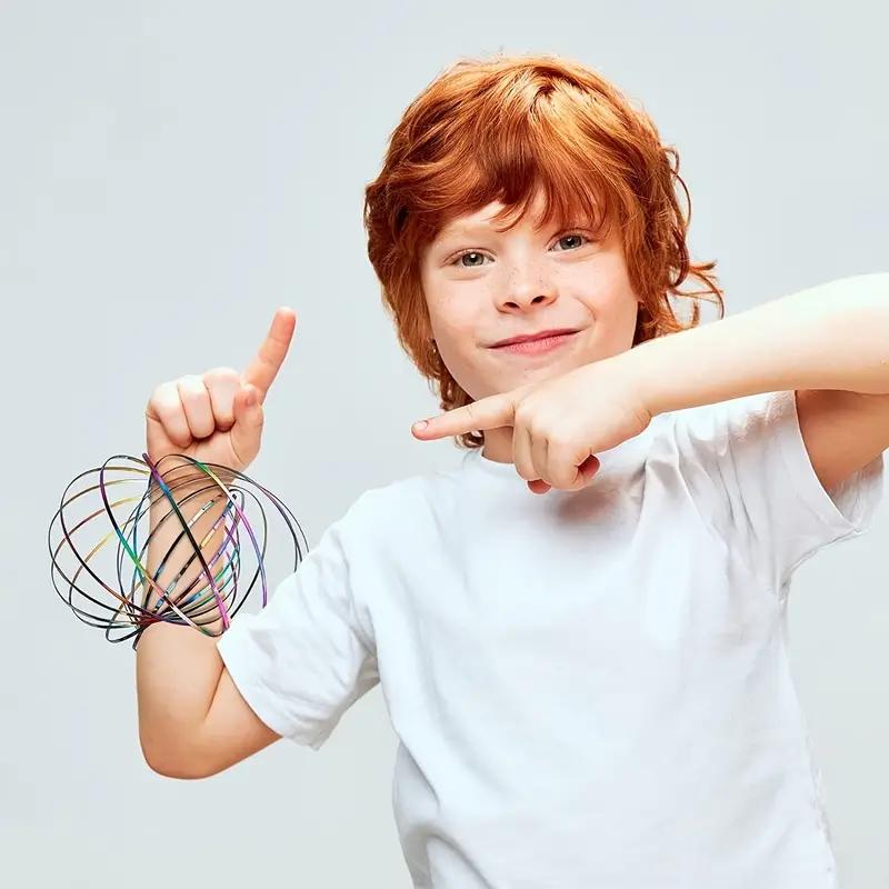 Magic Ring Toy Rotating Arm Spring Bracelet, 3D Kinetic Flowing Ring ...