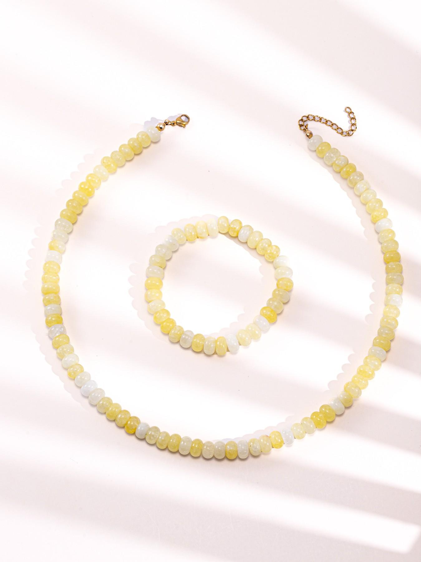 2026 Summer Boho Cool Colorful Imitation Natural Stone Beaded Necklace ...