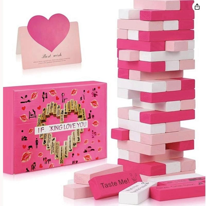 Colorful Block Tower Jenga Game for Couples, Perfect Valentine's Day ...