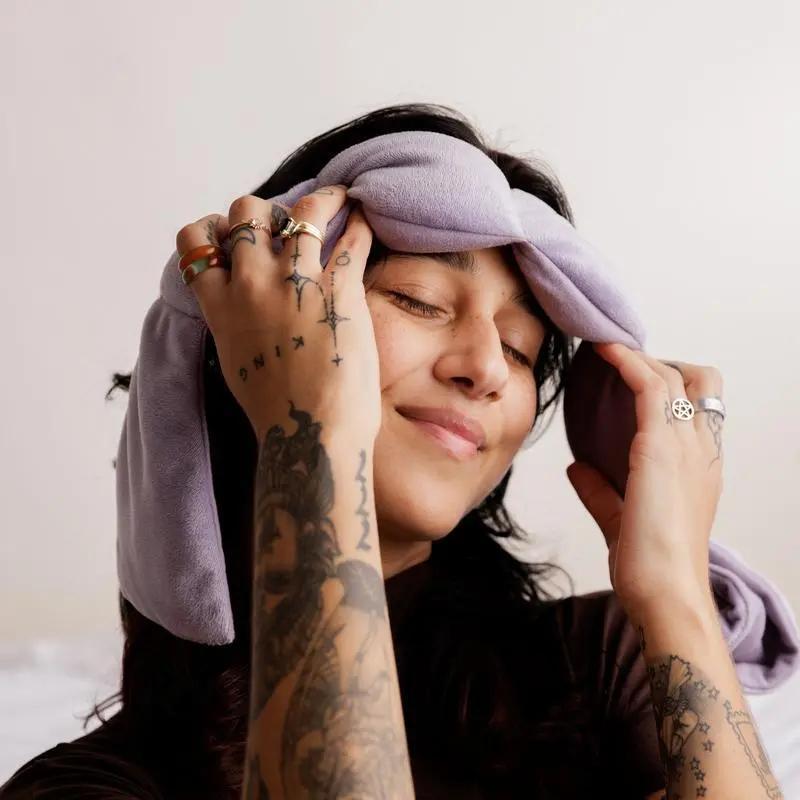 Nodpod 300G Pink Weighted Sleep Mask - 100% Blackout Strap-Free, Side ...