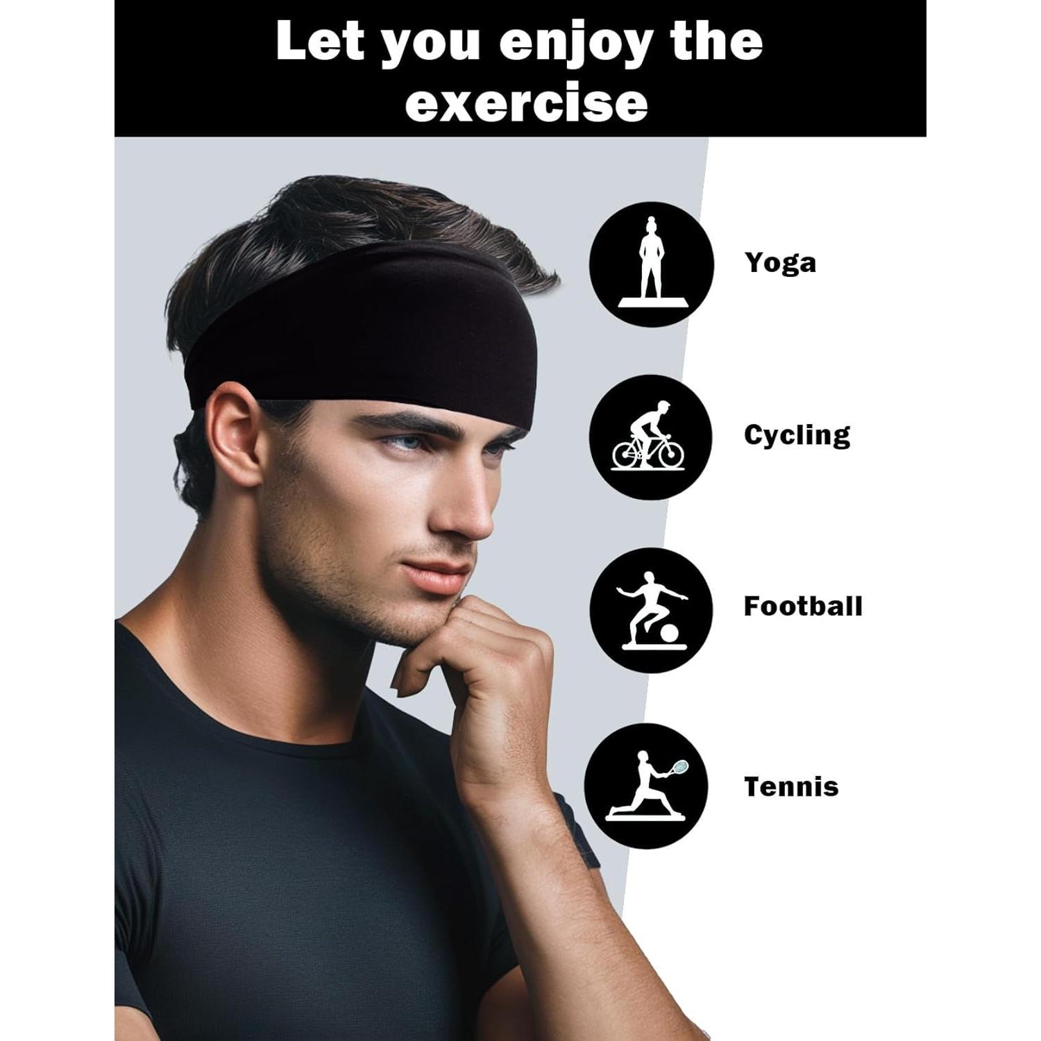 6 Pack Headbands for Men & Women, Wicking Workout Sweatband, Bright ...