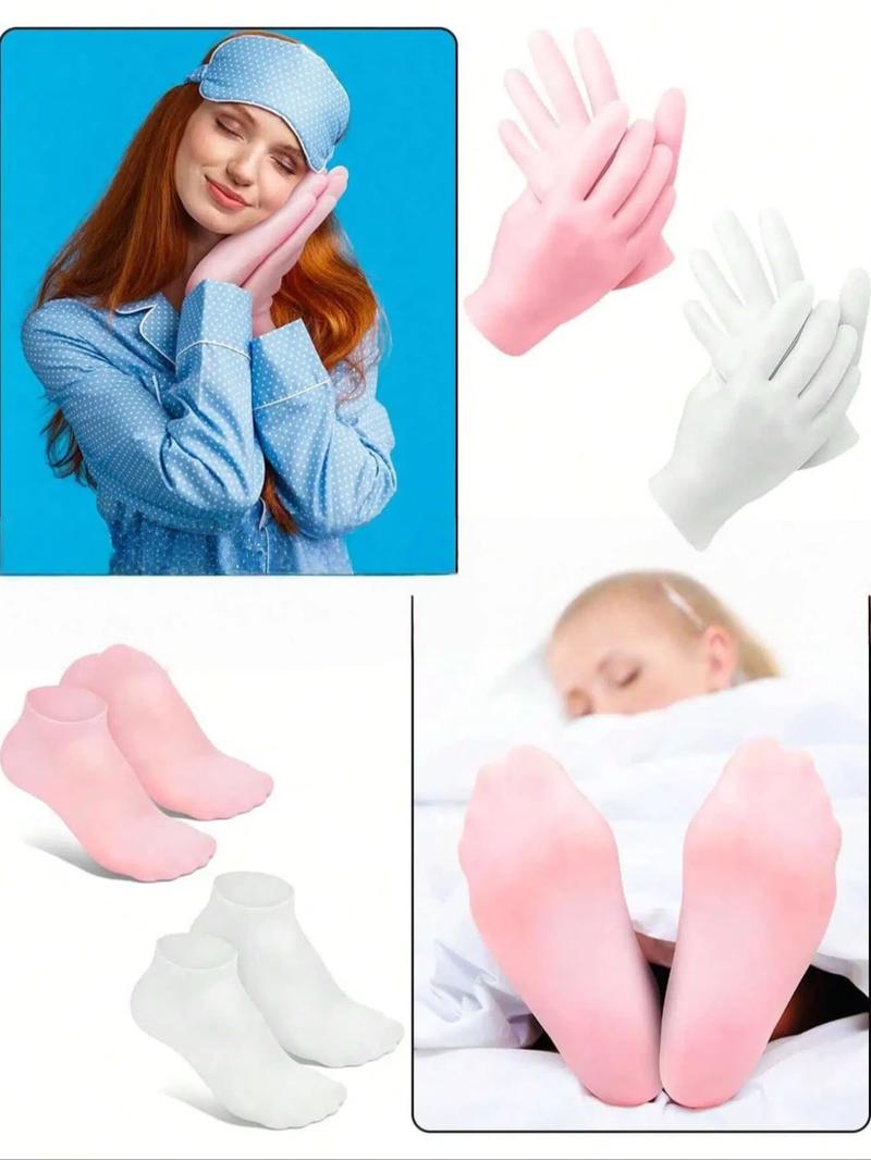 1 set of silicone socks + silicone gloves Moisturizing socks prevent ...