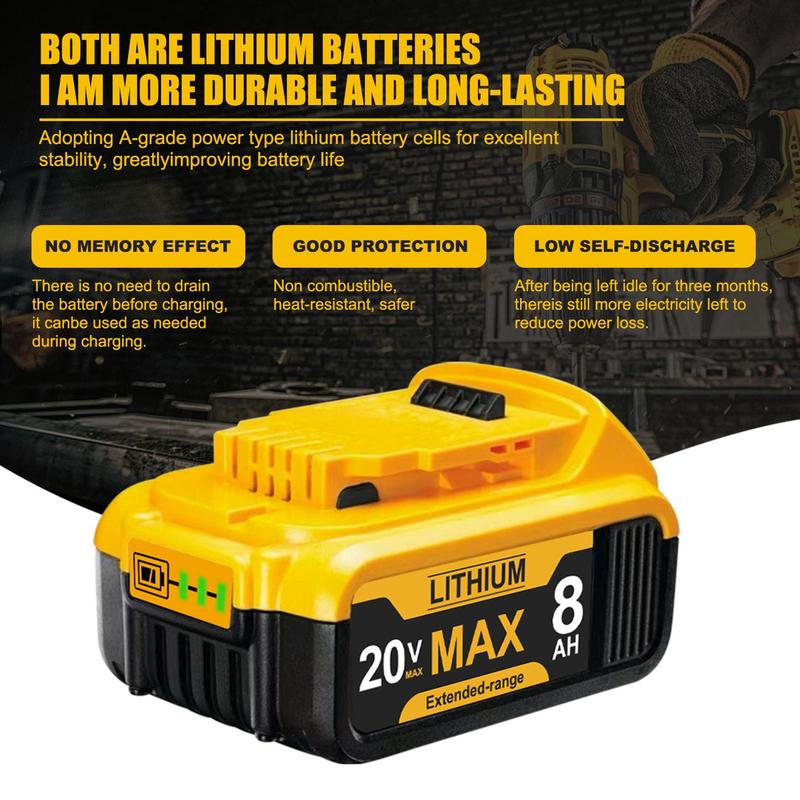20V Max 8Ah Battery Replacement Compatible with DeWalt Power Tools High ...
