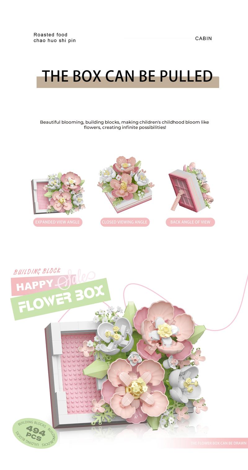 Microbead Building Blocks Flower Box Romantic Rose Design Openable ...