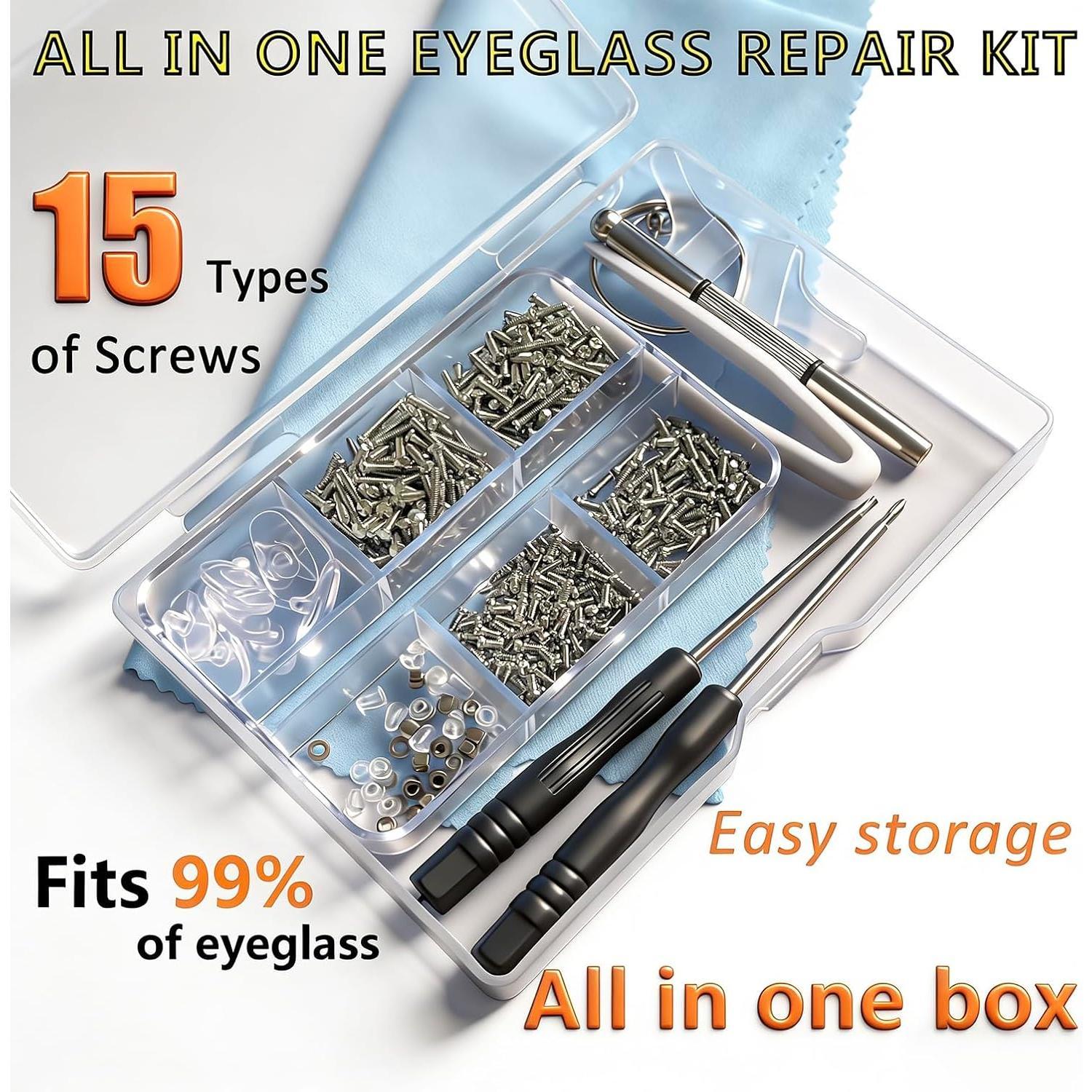 Eyeglass Repair Kit with Screws, 15 Types Screws for Eyeglasses - Frame ...