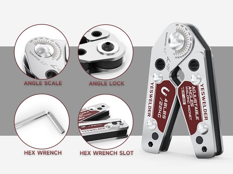 YESWELDER Adjustable Welding Magnet with Angle Scale 20-200° | 48LBs ...