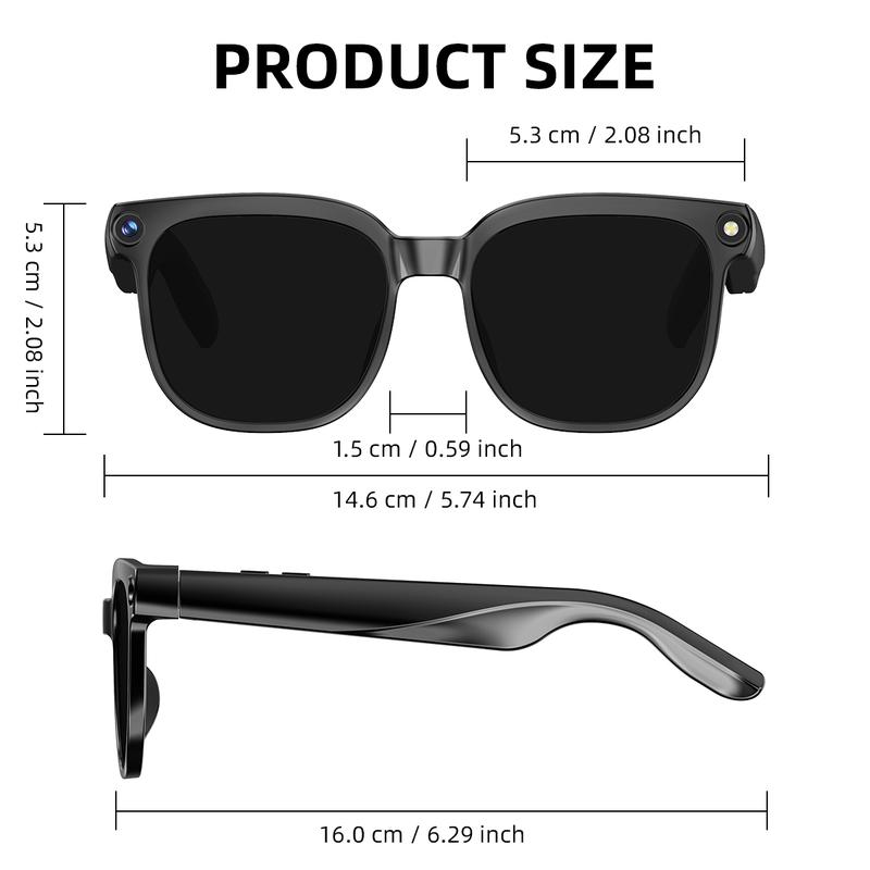 AI Wearable Smart Glasses with Voice Assistant, 800w Pixel Stabilized ...