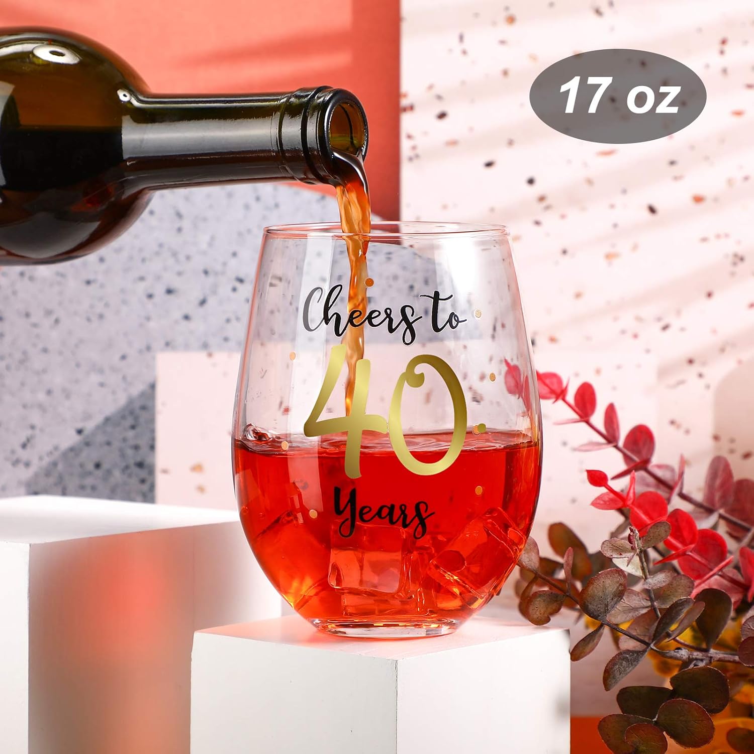 40th Birthday Glass to 40 40th Birthday Gifts Fabulous Stemless Glass ...