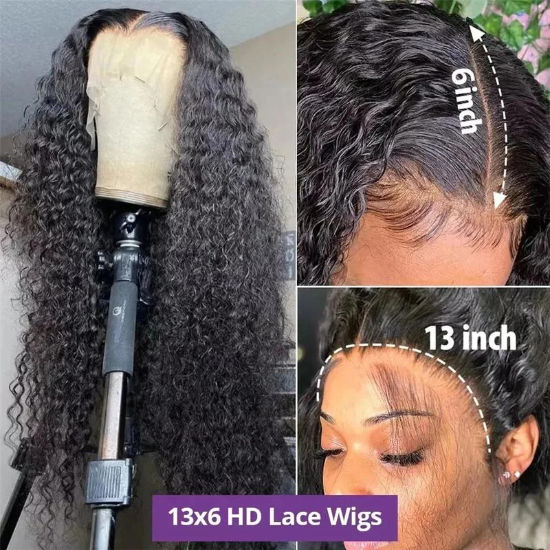 Bling Hair 13x6 HD Transparent Deep Wave Frontal Wig 180 Density 13x4 ...