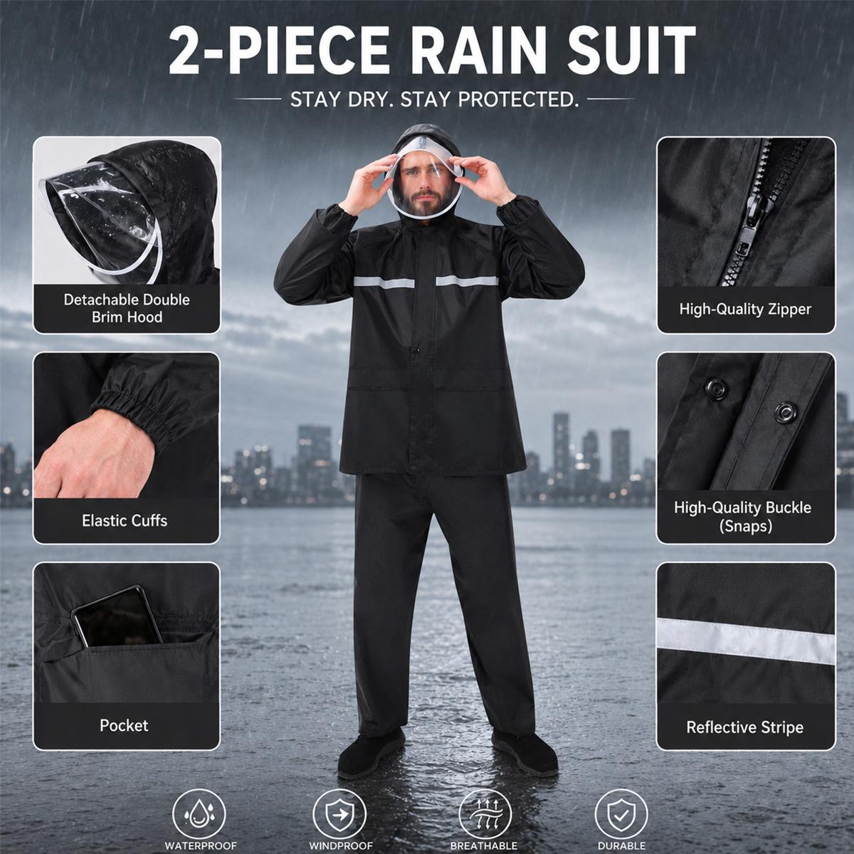 Waterproof Rain Suit for Men Women-Lightweight,Breathable Jacket and ...