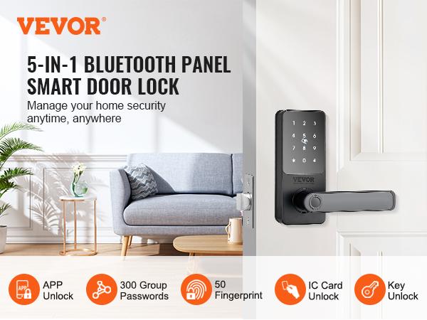 SummerWinsVEVOR Smart Lock, 5-in-1 Smart Door Knob, Fingerprint ...